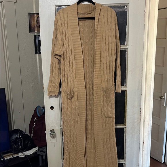 Sweaters | Long Tan Cable Knit Cardigan | Poshmark